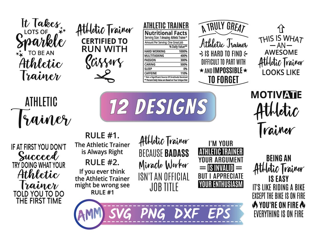 Athletic Trainer SVG, Bundle Svg, AT Svg, Shirt Svg, 12 Designs ...