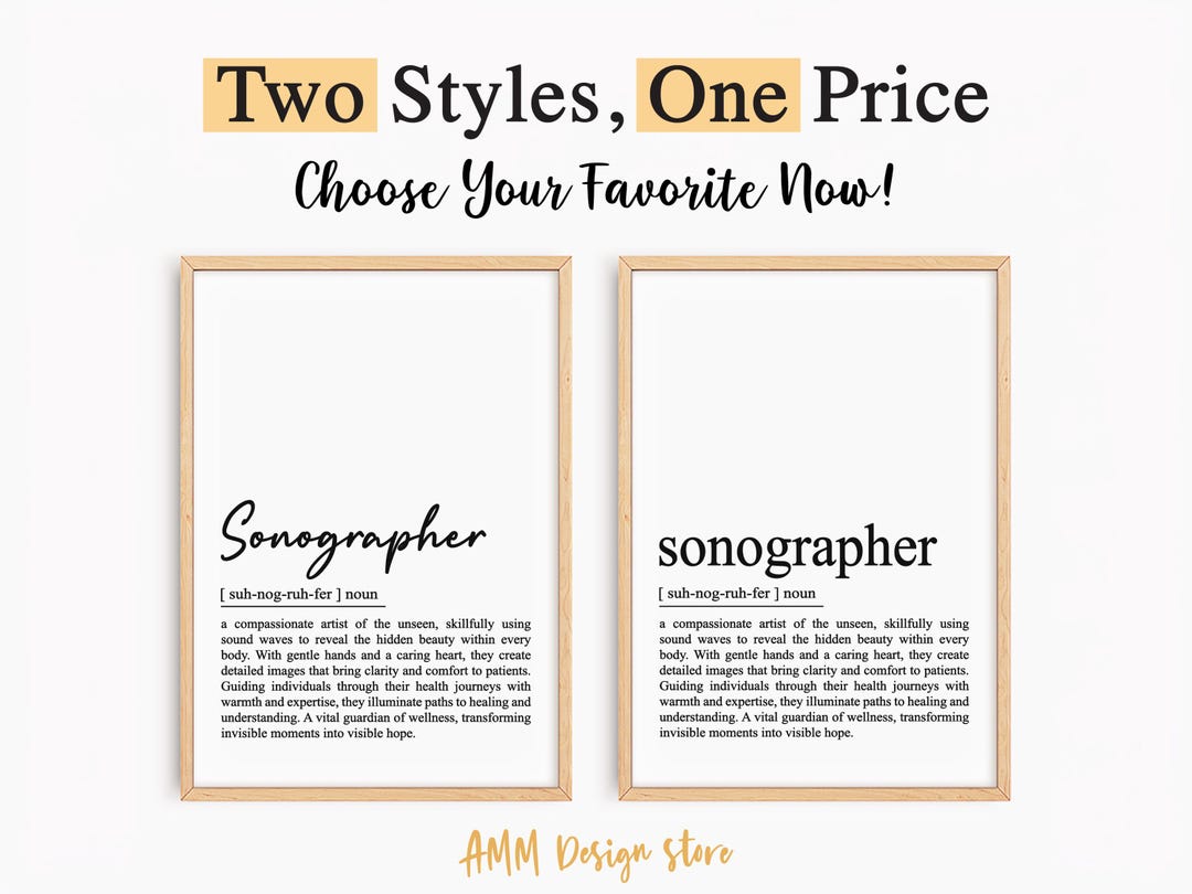 Sonographer Definition Print, Sonographer Gift, Sonographer Wall Art ...