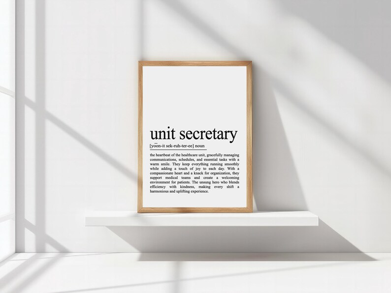 Unit Secretary Definition Print, Unit Secretary Gift, Unit Clerk Gift ...