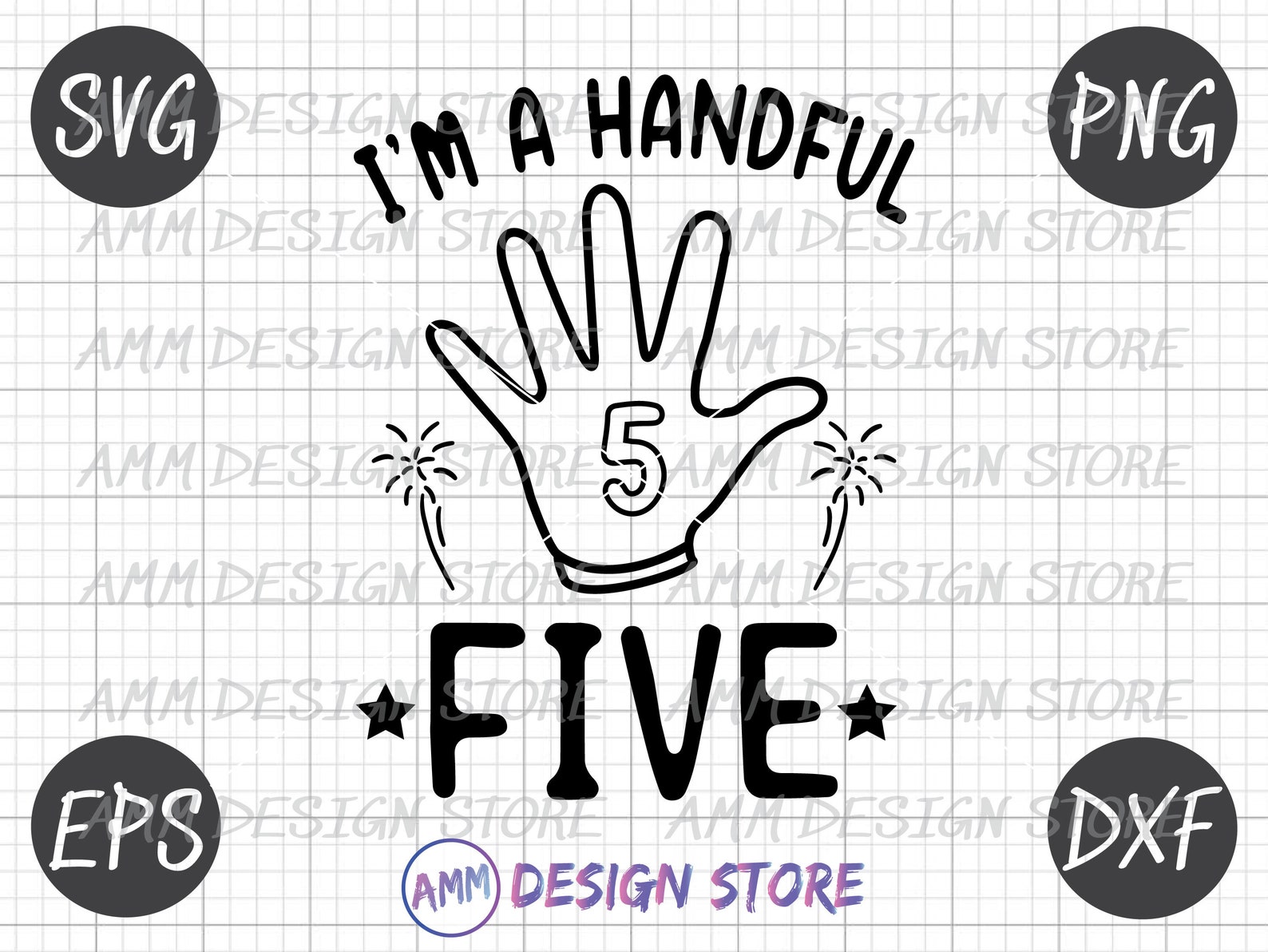 I'm a Handful Svg Five Year Old Svg 5th Birthday Svg | Etsy