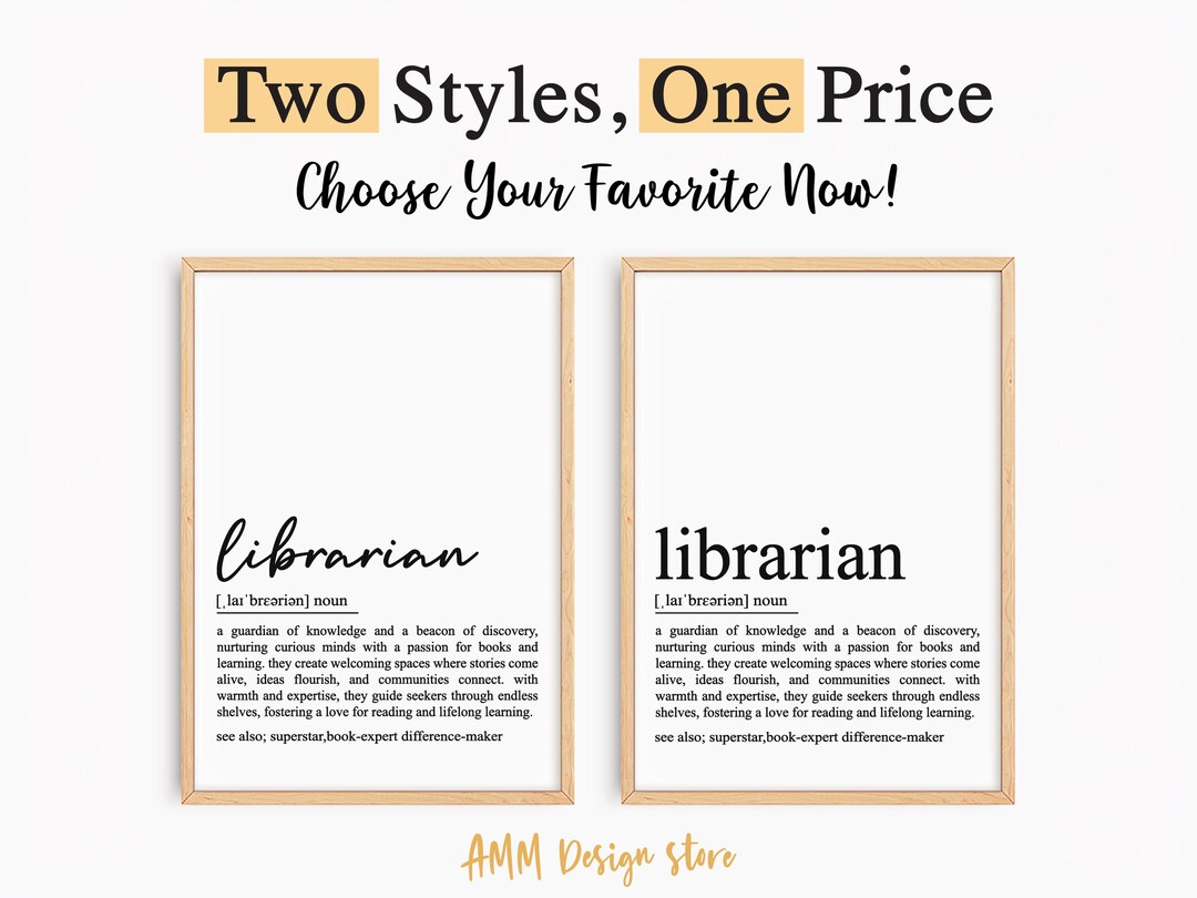 Librarian Definition Print, Librarian Gift, Librarian Wall Art ...