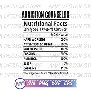 Addiction Counselor Svg, Addiction Counselor Nutritional Facts ...