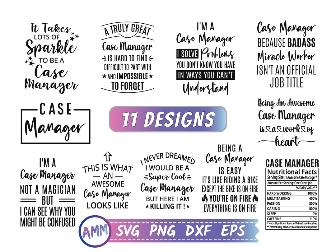 Case Manager SVG, Case Manager Bundle SVG, 11 Designs, Case Manager Png ...