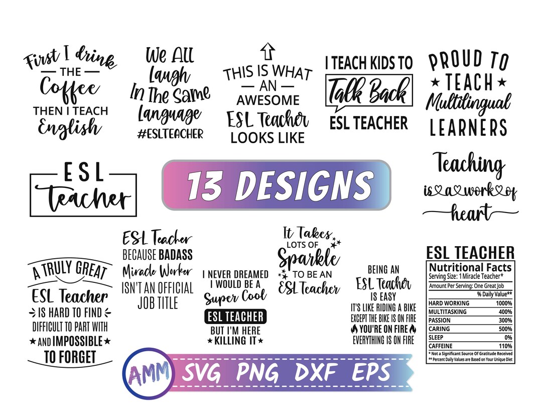 ESL Teacher Svg ESL Teacher Bundle Svg Esl Teacher Png ESOL - Etsy
