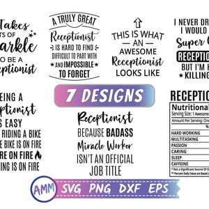 Receptionist Svg Receptionist Bundle SVG 7 Designs Front - Etsy