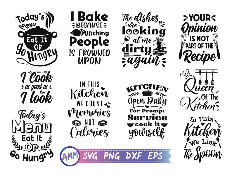 Kitchen Bundle SVG, Funny Kitchen Svg, 20 Design, Kitchen Quotes Svg ...