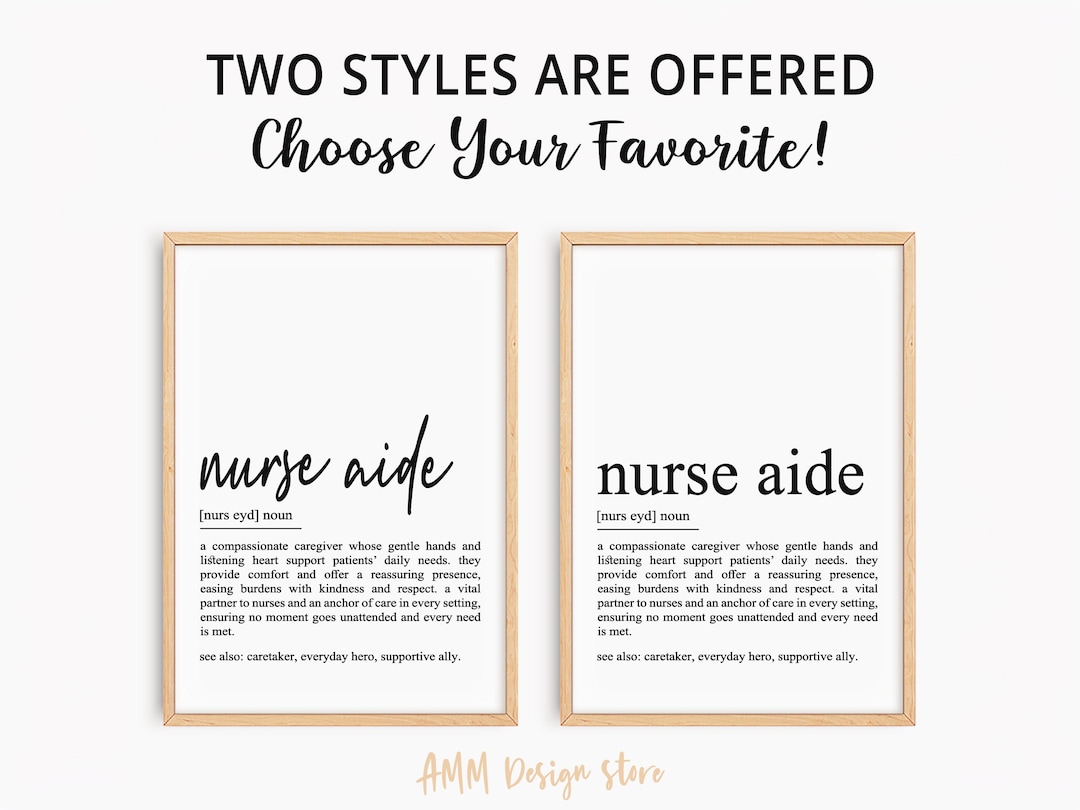 Nurse Aide Definition Print, Nurse Aide Wall Art, Nurse Aide Gift ...