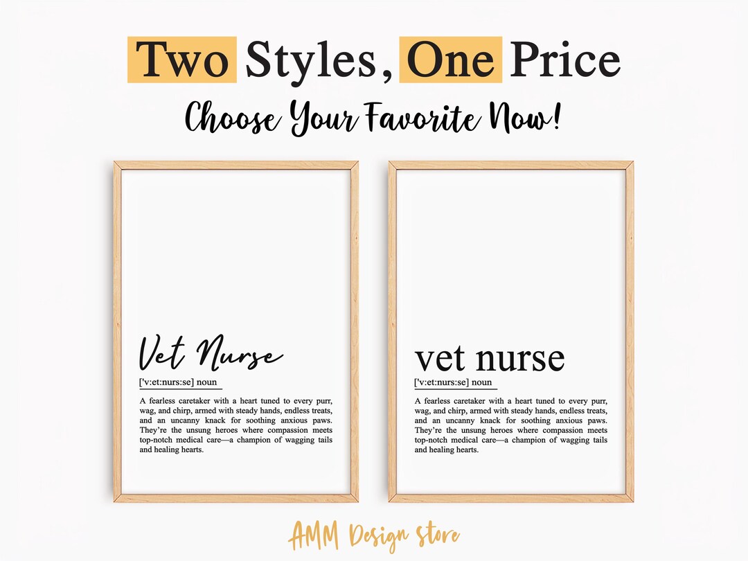 Vet Nurse Definition Print, Vet Nurse Gift, Veterinary Nurse Definition ...