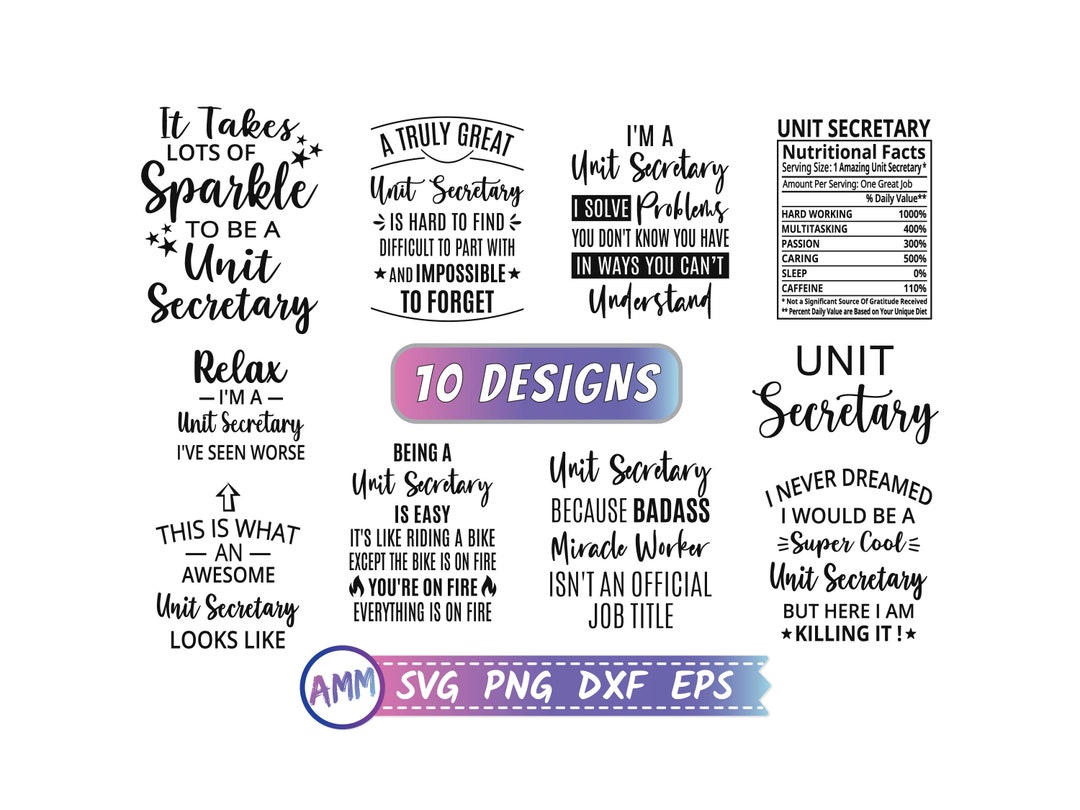 Unit Secretary SVG, Unit Secretary Bundle Svg, Shirt Svg, 10 Designs ...