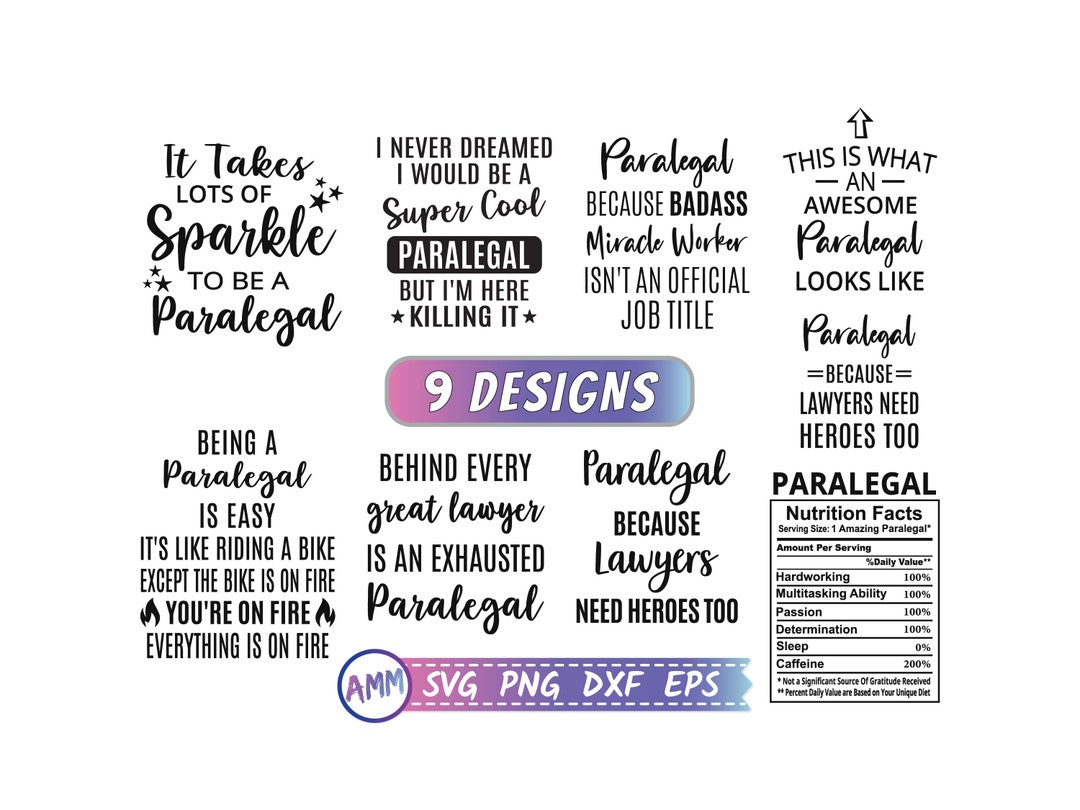 Paralegal SVG, Paralegal Bundle Svg, 9 Designs, Appreciation Svg, Shirt ...
