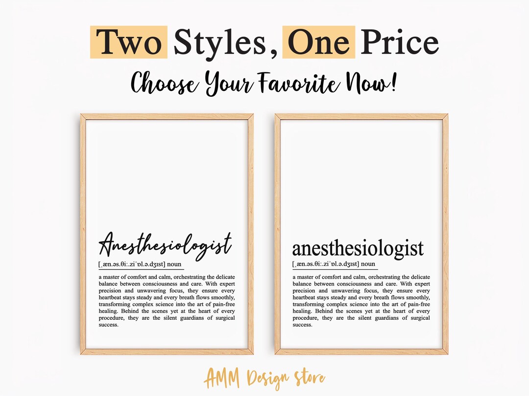 Anesthesiologist Definition Print, Anesthesiologist Gift ...