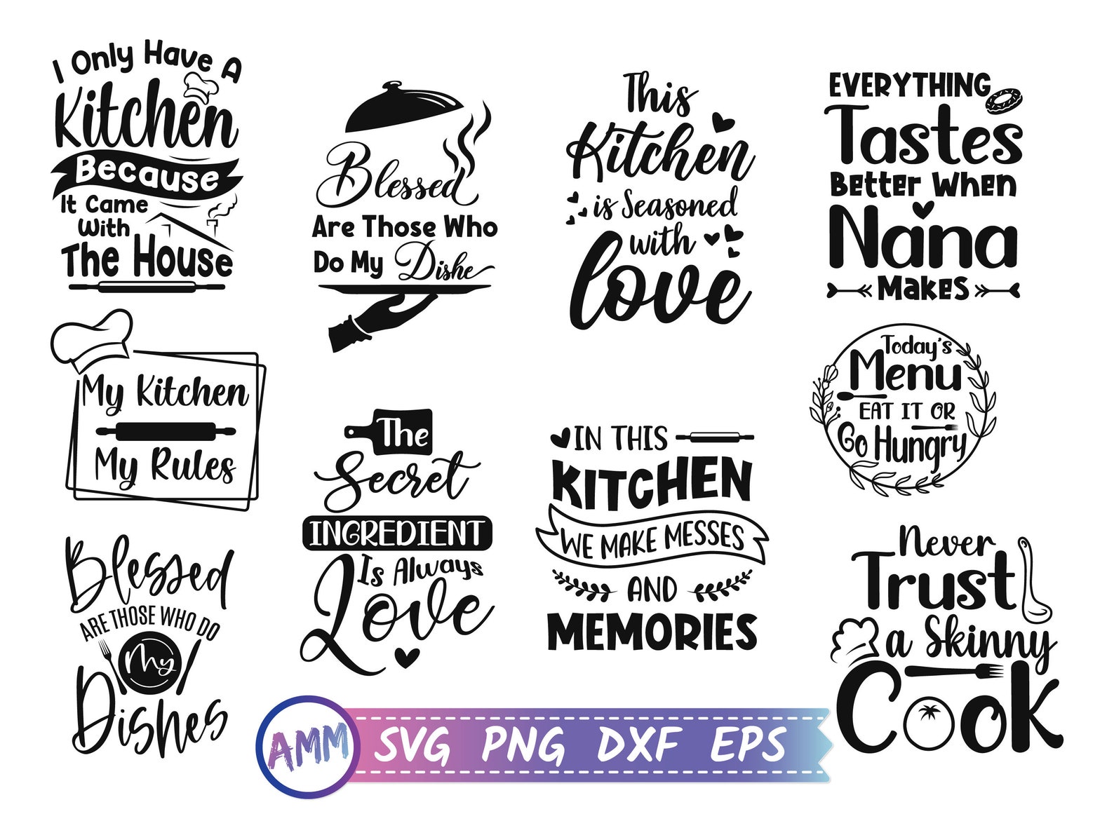 Kitchen Bundle SVG, Funny Kitchen Svg, 20 Design, Kitchen Quotes Svg ...