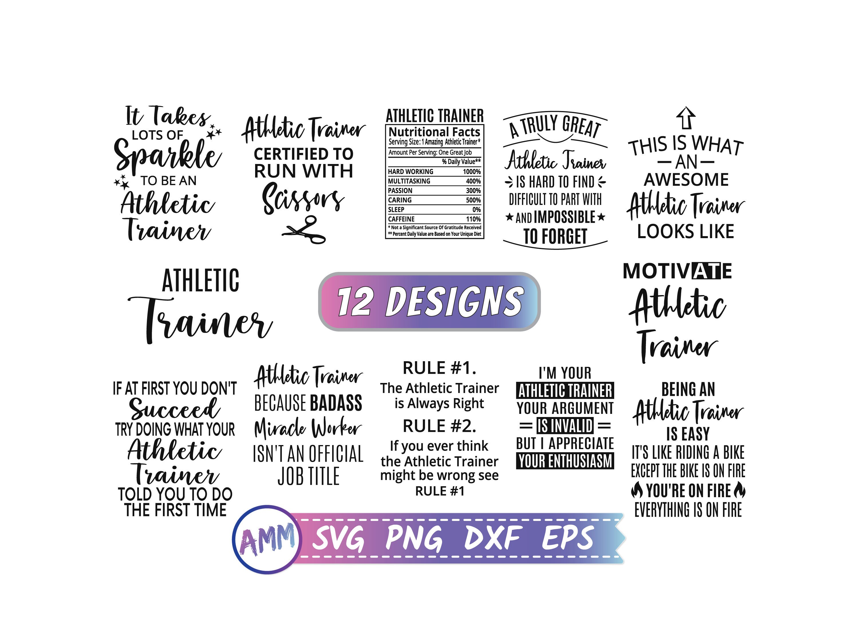 Athletic Trainer SVG, Bundle Svg, AT Svg, Shirt Svg, 12 Designs ...