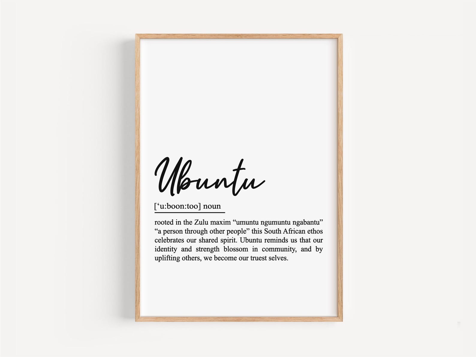 Ubuntu Definition Print, South African Wall Art, Ubuntu Poster ...