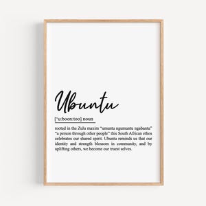 Ubuntu Definition Print, South African Wall Art, Ubuntu Poster ...