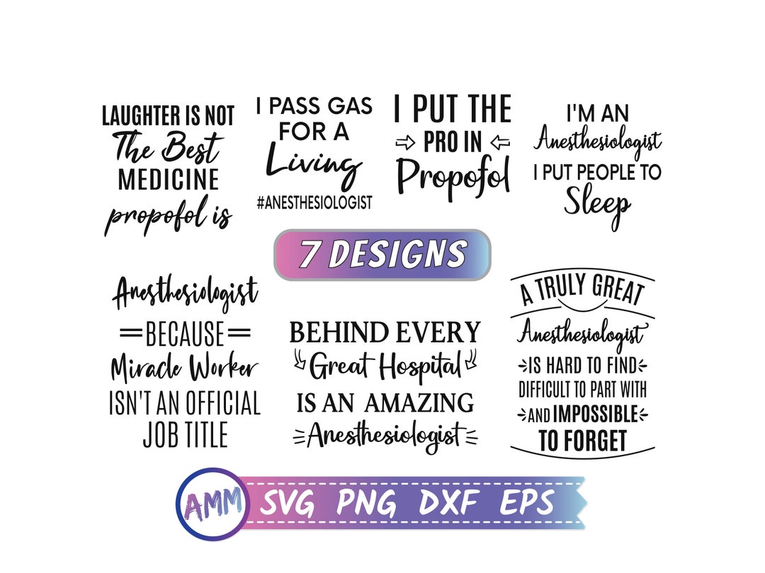 Anesthesiologist SVG Bundle, Funny Anesthesiologist, 7 Digital Download ...