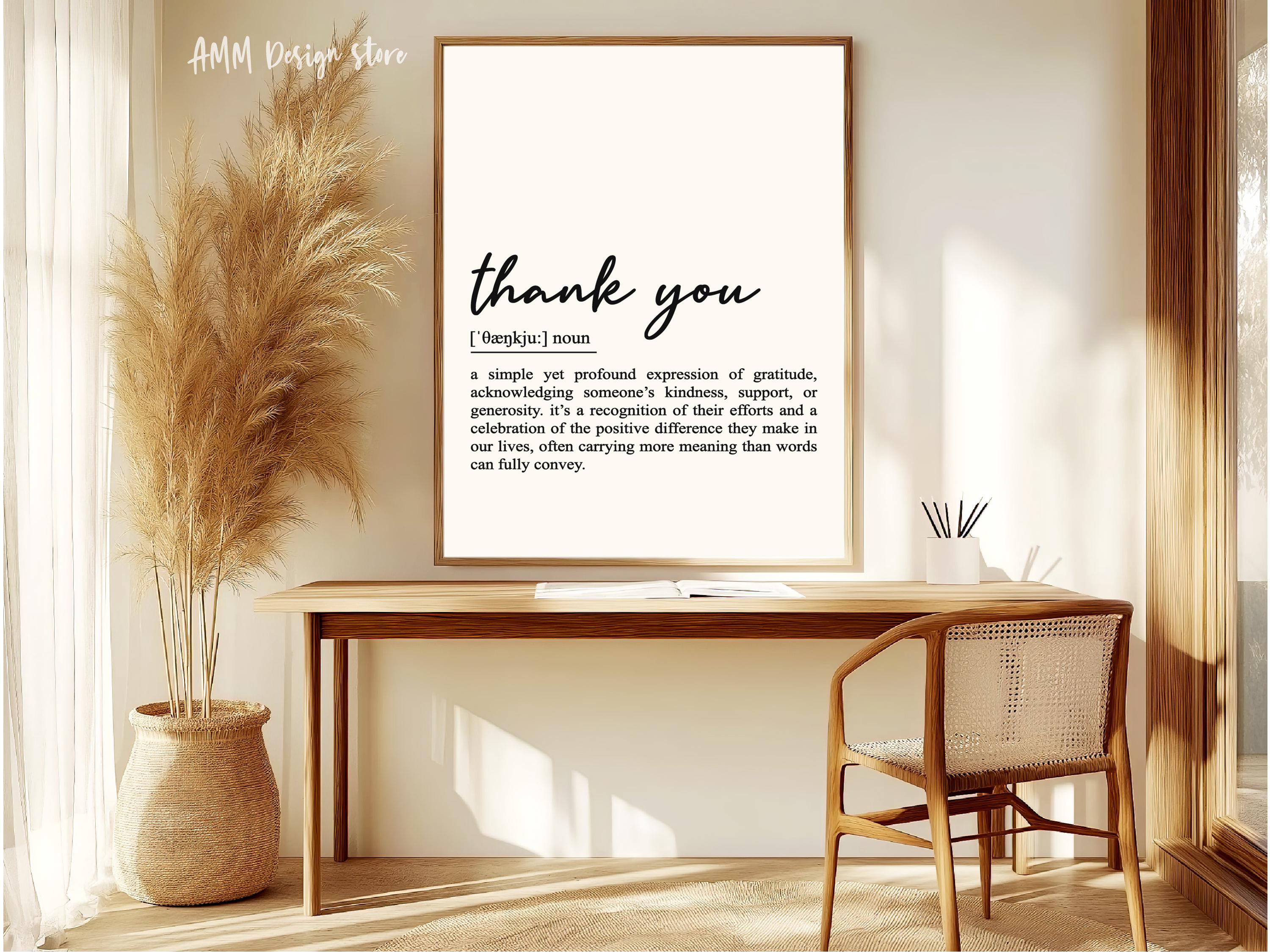 Thank You Definition Print, Thank You Appreciation Gift, Thank You Wall ...