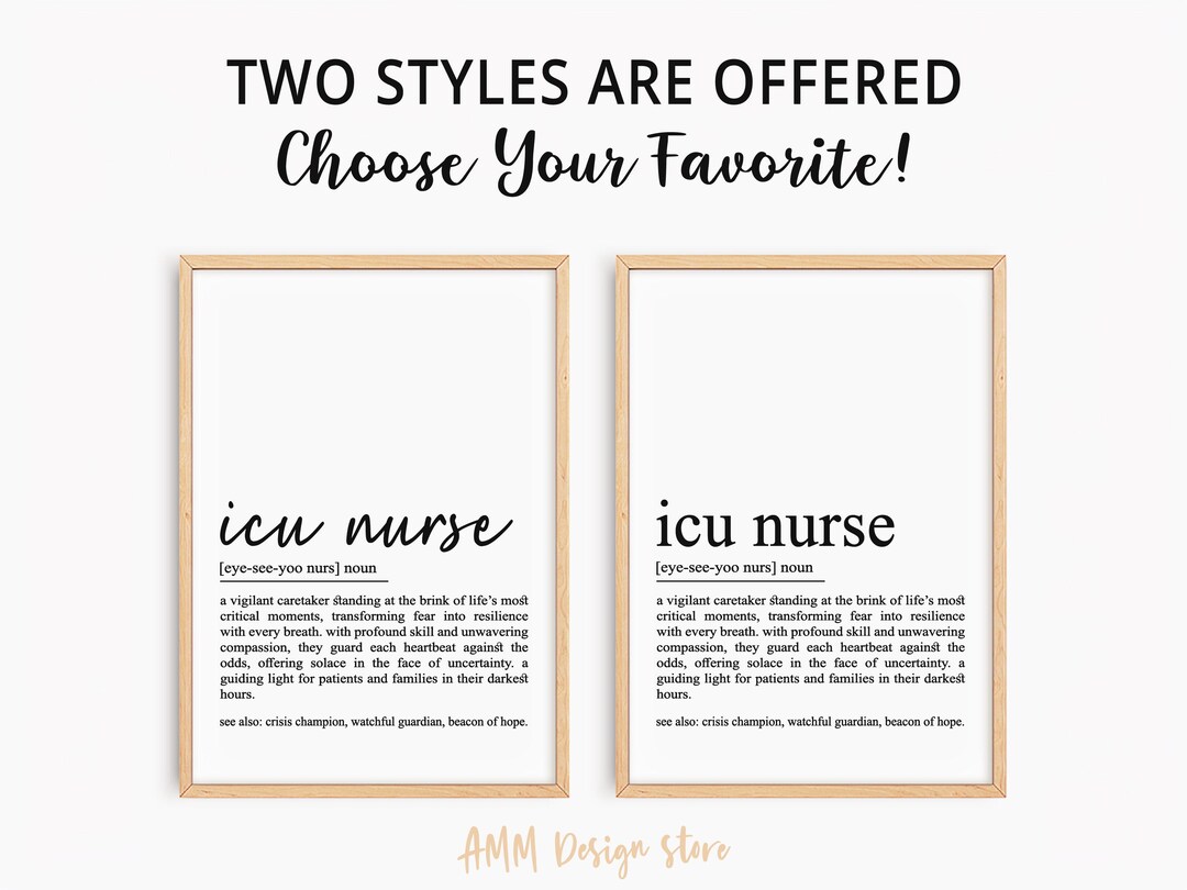 ICU Nurse Definition Print, ICU Nurse Wall Art, ICU Nurse Gift ...