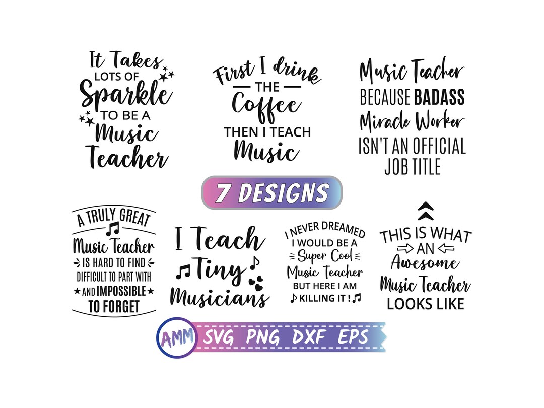 Music Teacher SVG, Music Teacher Bundle Svg, 7 Funny Music Teacher Svg ...
