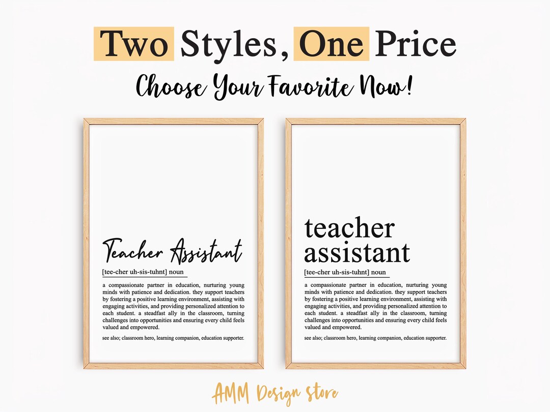 Teacher Assistant Definition Print, Teacher Assistant Wall Art ...