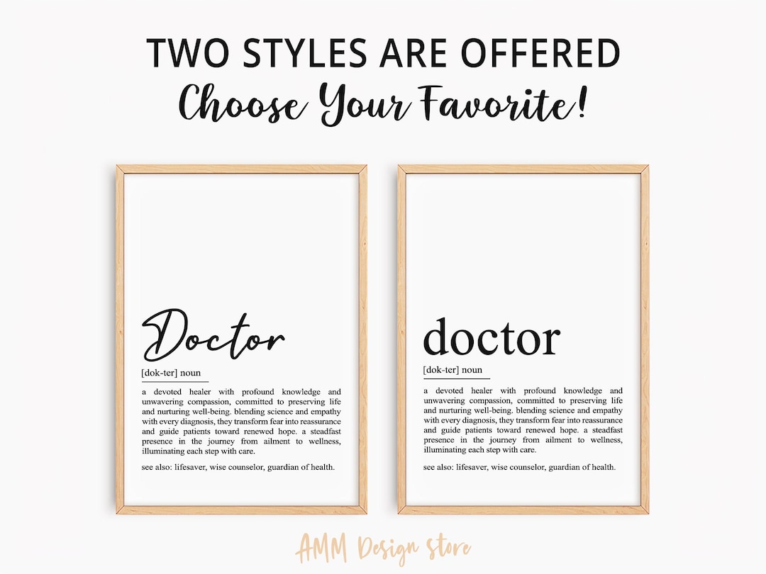 Doctor Definition Print, Doctor Wall Art, Doctor Gift, Doctor Quote ...