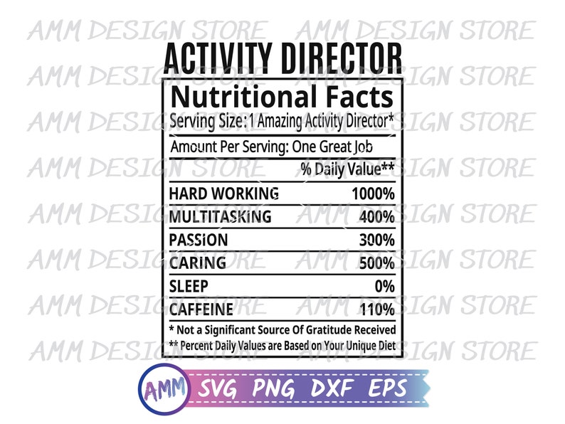 Activity Director SVG, Activity Director Nutritional Facts Svg ...