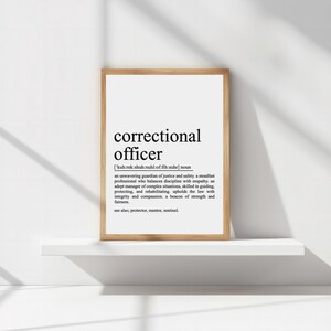 Correctional Officer Definition Print, Correctional Officer Gift ...