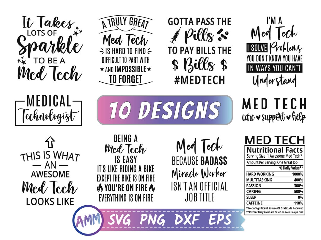 Med Tech SVG Med Tech Bundle Svg 10 Designs Medical - Etsy
