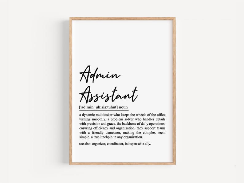 Admin Assistant Definition Print, Admin Assistant Gift, Admin Assistant ...