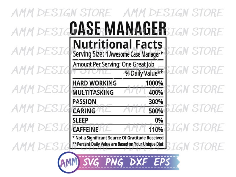 Case Manager SVG Case Manager Nutritional Facts Svg - Etsy