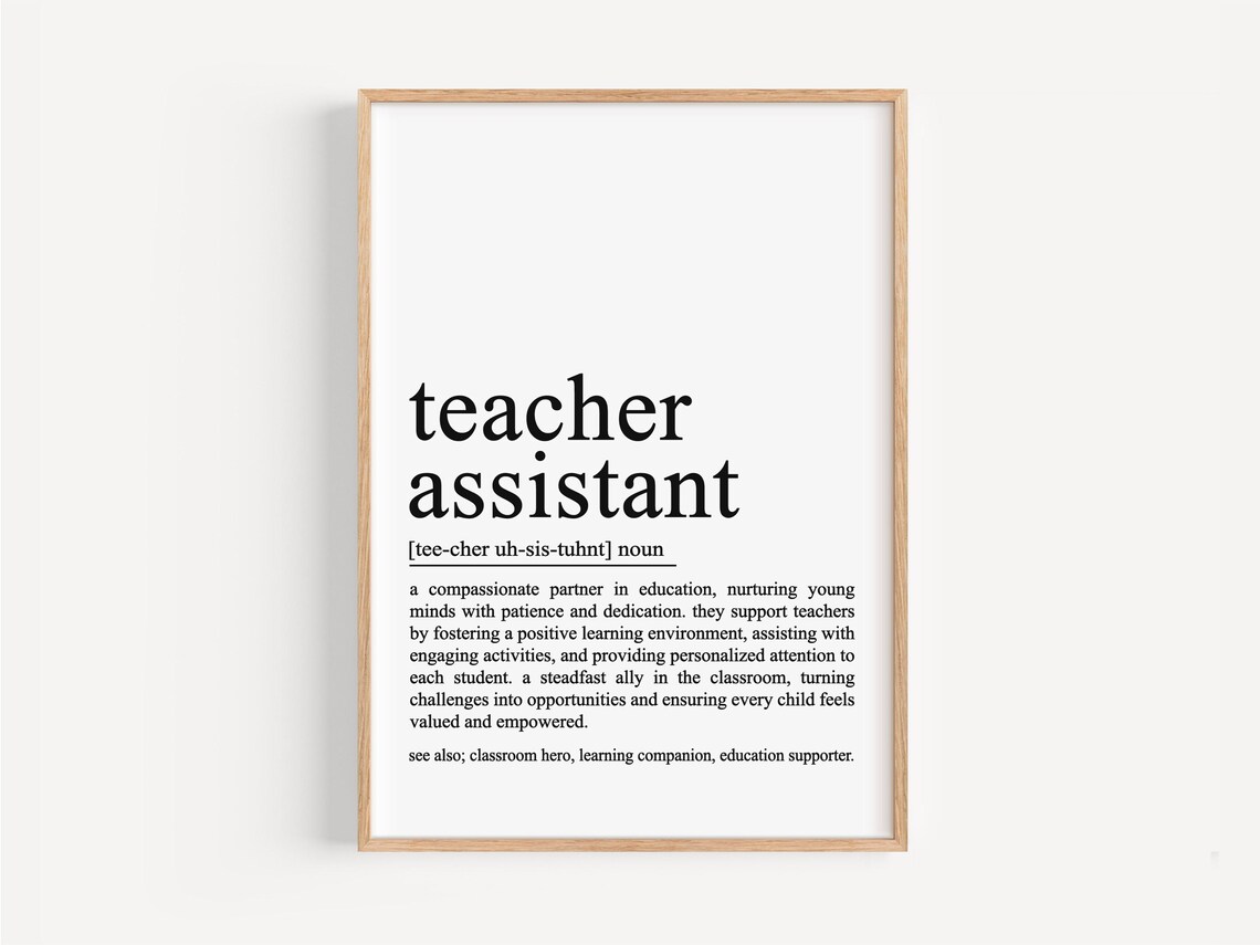 Teacher Assistant Definition Print, Teacher Assistant Wall Art ...