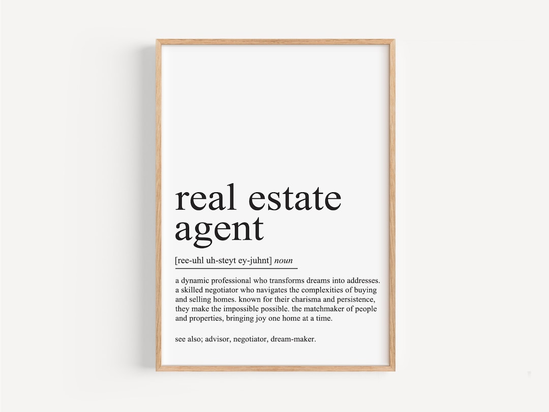 Real Estate Agent Definition Print, Real Estate Agent Gift, Real Estate ...