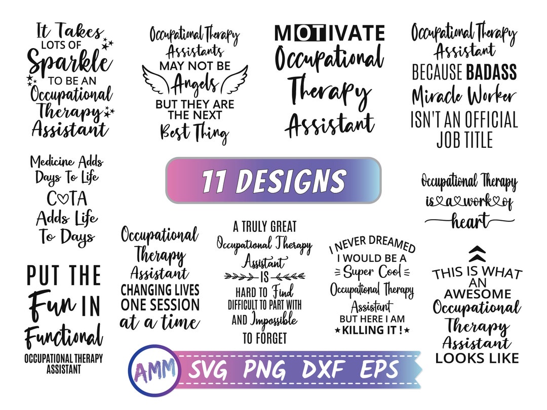 OTA Svg, COTA Bundle Svg, 11 Occupational Therapy Assistant Bundle Svg ...