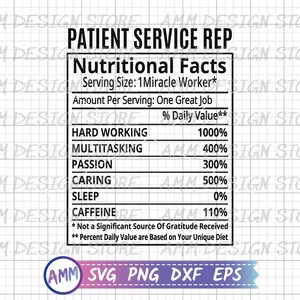 Patient Service Rep SVG, Patient Service Rep Nutritional Facts Svg ...