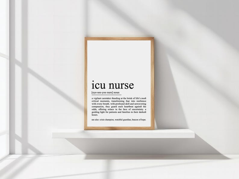 ICU Nurse Definition Print, ICU Nurse Wall Art, ICU Nurse Gift ...