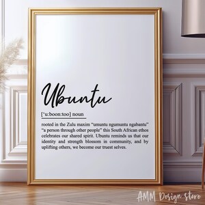 Ubuntu Definition Print, South African Wall Art, Ubuntu Poster ...