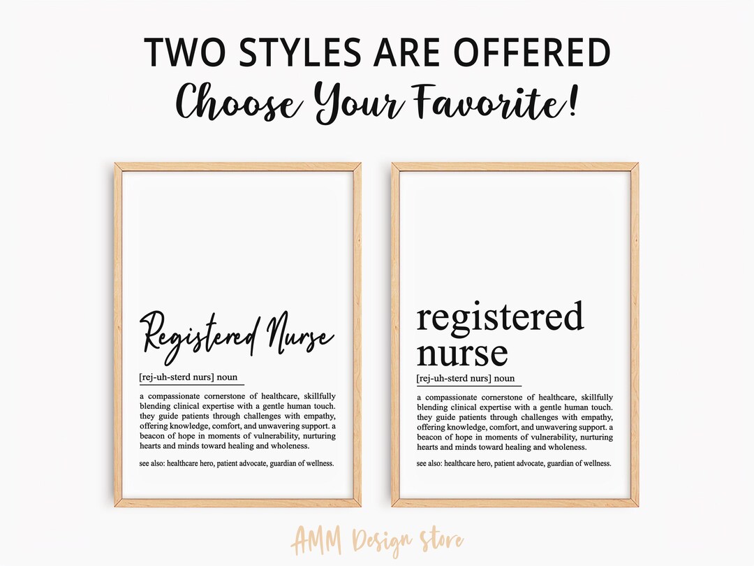 Registered Nurse Definition Print, RN Nurse Wall Art, Nurse Graduation ...
