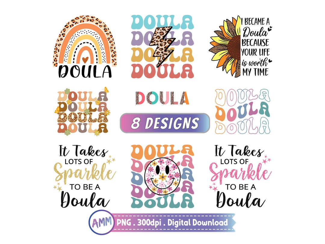 Doula Png, Bundle, Retro, Shirt Png, Leopard, Rainbow, Doula Gift ...