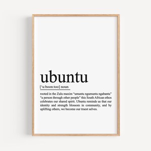 Ubuntu Definition Print, South African Wall Art, Ubuntu Poster ...
