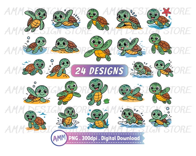 Cute Baby Sea Turtle Clipart, Cartoon Baby Sea Turtle PNG, Animated Baby Turtle Illustration ...
