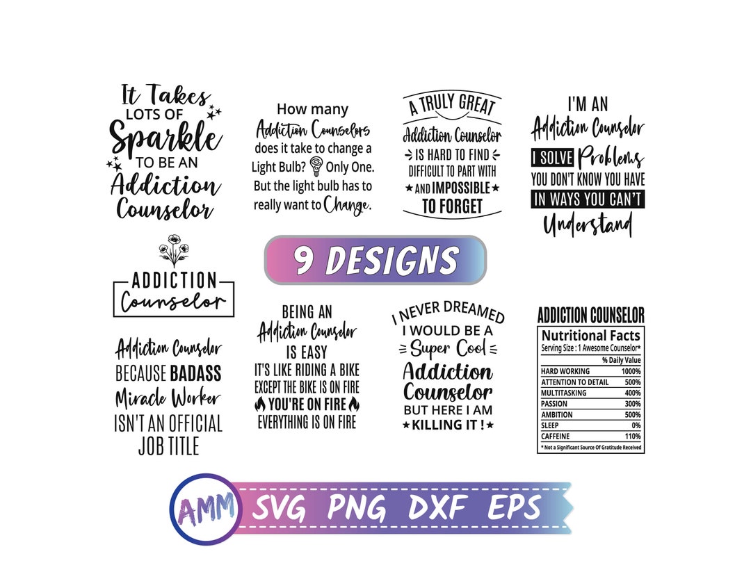 Addiction Counselor Svg, Addiction Counselor Bundle Svg, 10 Designs ...