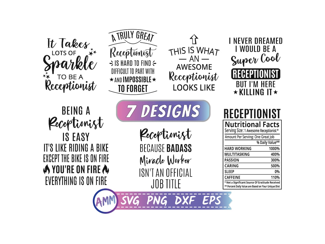 Receptionist Svg, Receptionist Bundle SVG, 7 Designs, Front Desk Admin ...