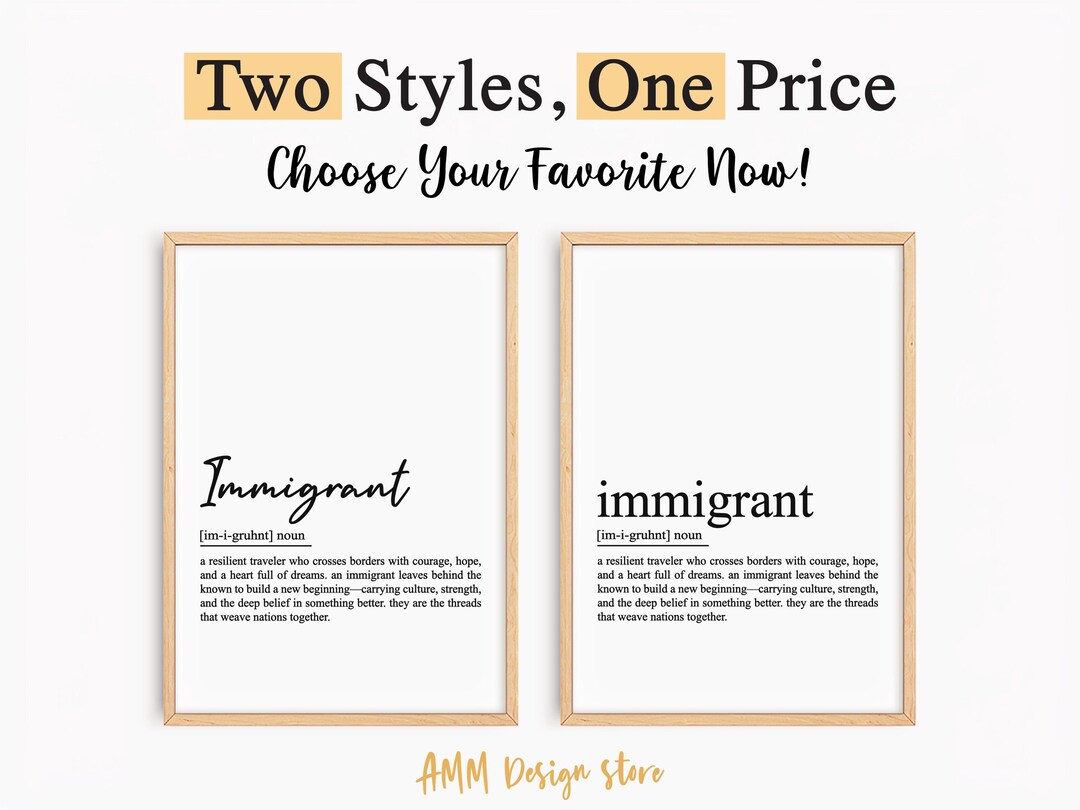 Immigrant Definition Print, Immigration Gift, Immigrant Poster ...