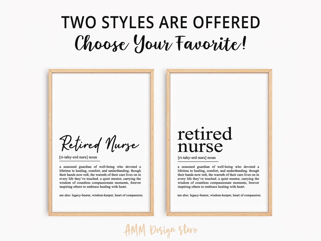 Retired Nurse Definition Print, Nurse Retirement Gift, Retired Nurse ...