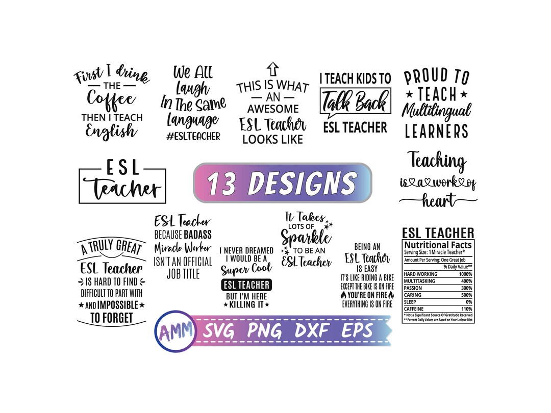 ESL Teacher Svg, ESL Teacher Bundle Svg, Esl Teacher Png, ESOL Teacher ...