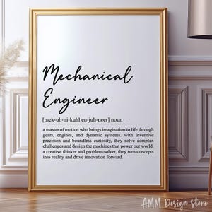 Mechanical Engineer Definition Print, Mechanical Engineer Gift ...