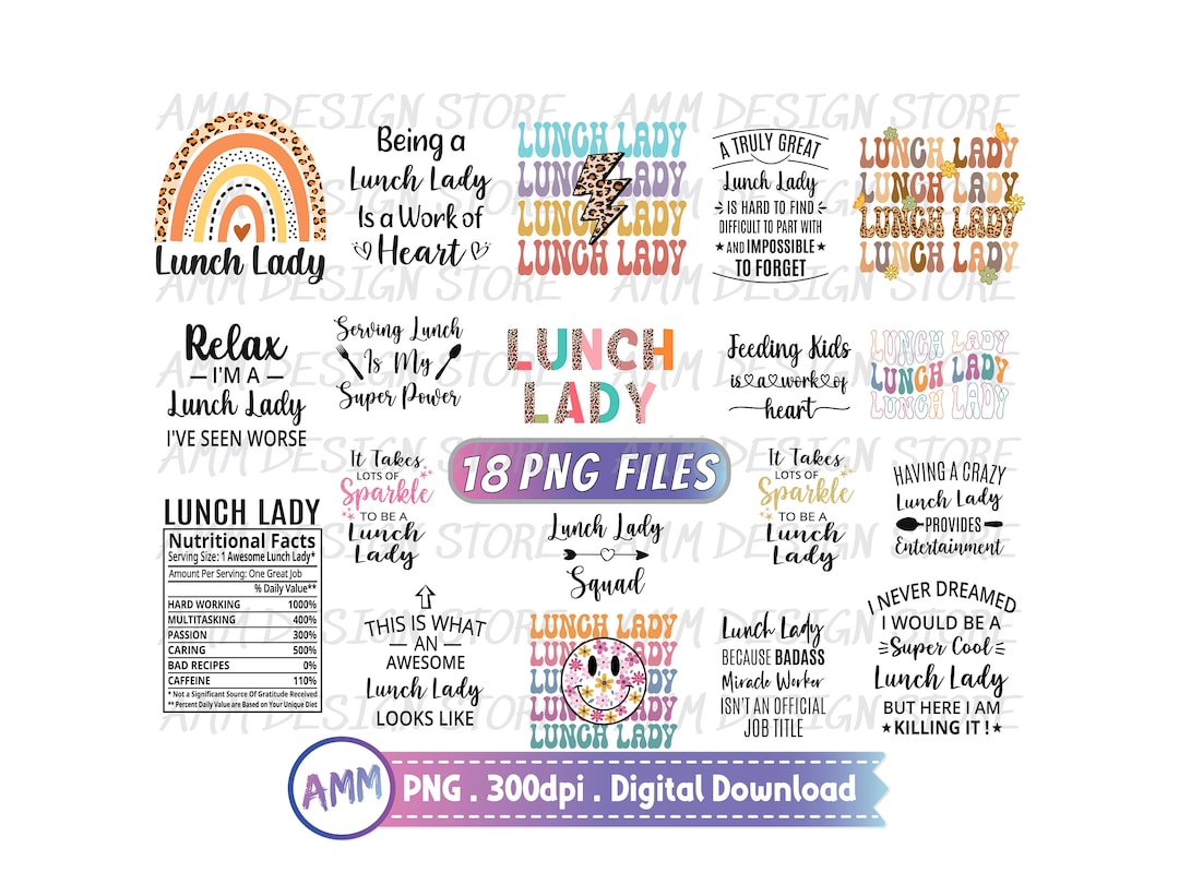 Lunch Lady Png, Cafeteria Worker Png, Bundle, School Lunch Lady Gift ...