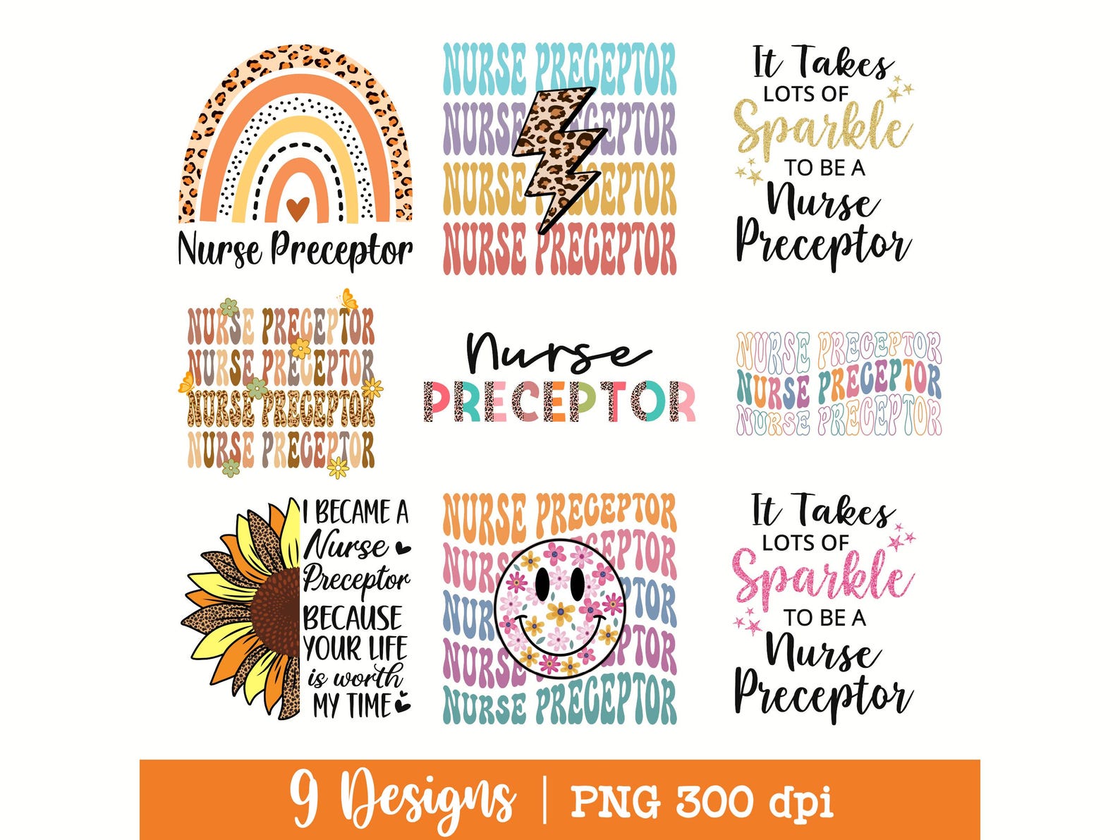 Nurse Preceptor Png, Bundle, Nurse Preceptor Shirt Png, Leopard, Retro ...