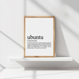 Ubuntu Definition Print, South African Wall Art, Ubuntu Poster ...