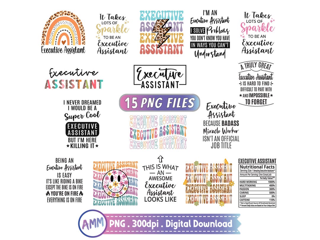 Executive Assistant Png, Bundle, Retro, Shirt Png, Leopard, Rainbow ...